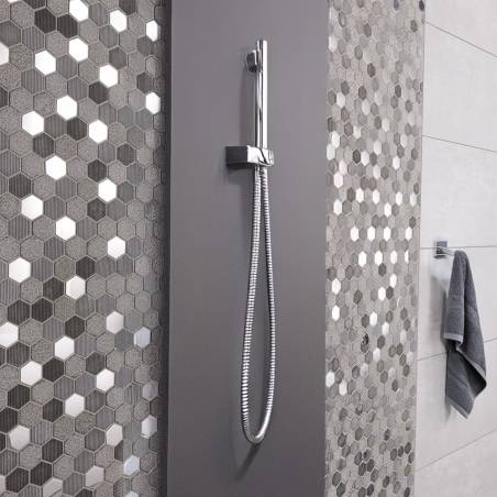 Plaque mosaique pierre & inox - hexagones - gris - Decoon